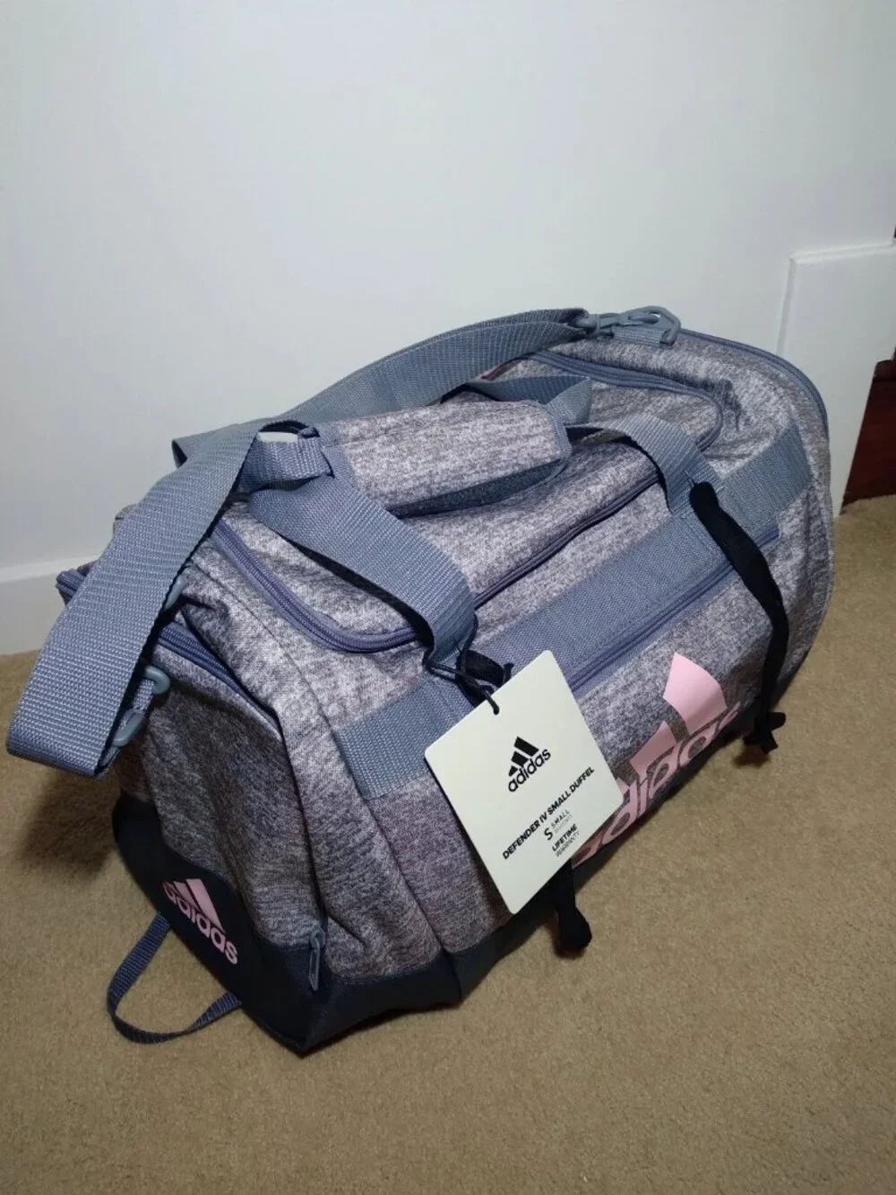 adidas | Bags | Adidas Defender Iv Small Duffel Gym Bag Gray Rosepink ...
